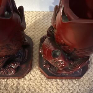 Art | Vintage Chinese Koi Fish Red Resin Brush Pots Pen Holders Yi Lin ...